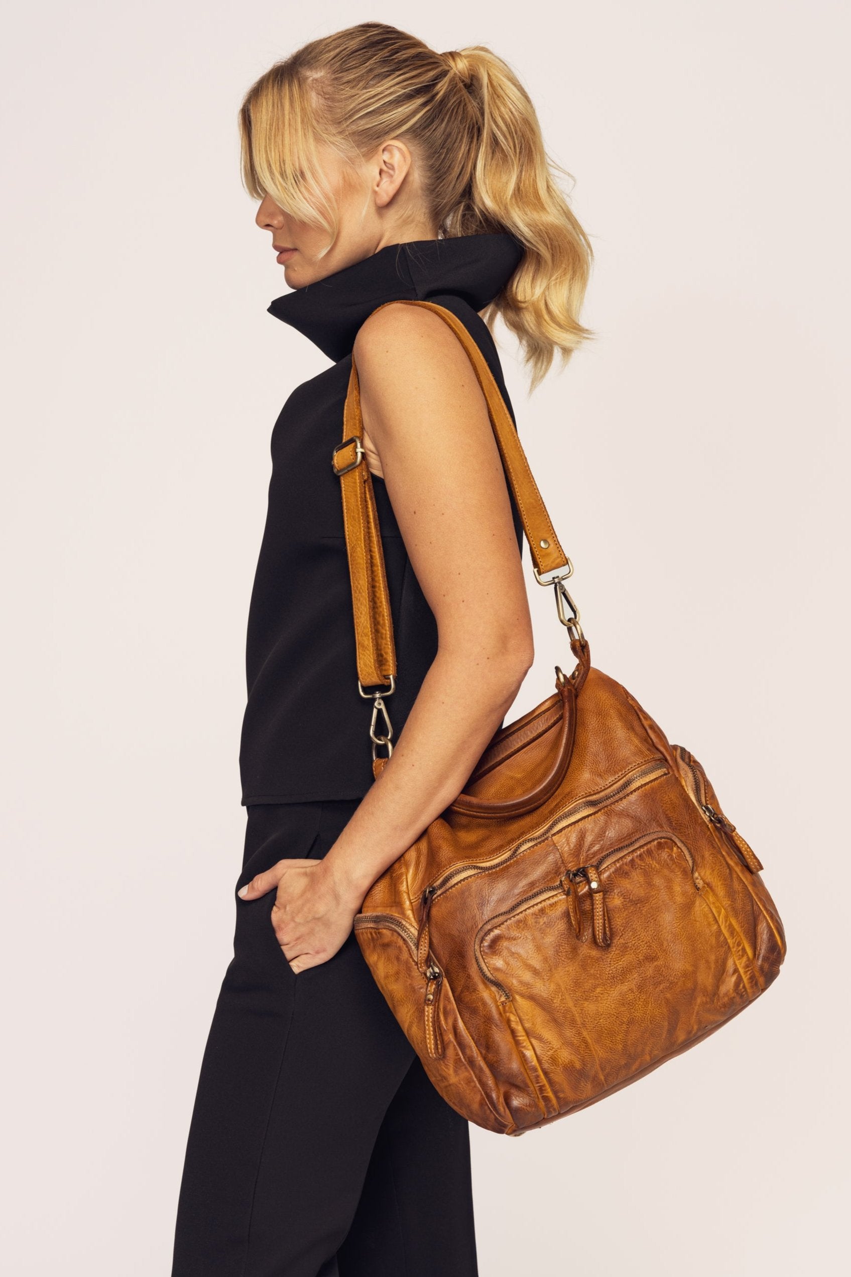 Quest Backpack Purse - Cognac Rocks – LUSHER.co